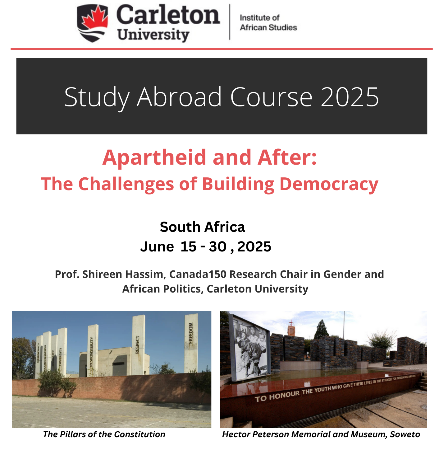 Study Abroad - Summer 2025 Apartheid and After: The Challenges of Building Democracy - Institute ...