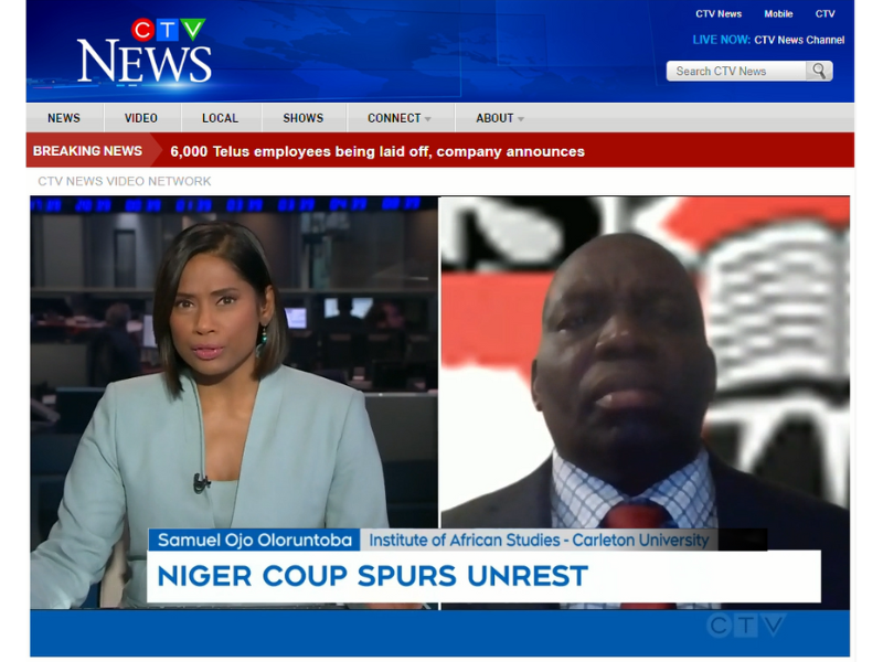 The coup in Niger - CTV News interview with Samuel Ojo Oloruntoba ...