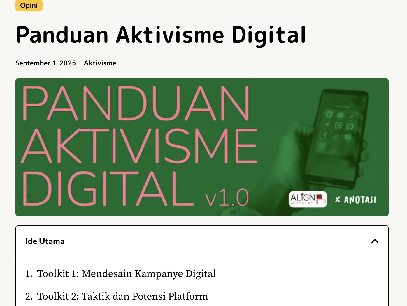 Digital Activism Toolkit - Indonesian version - ALiGN: Alternative Global Network Media Lab
