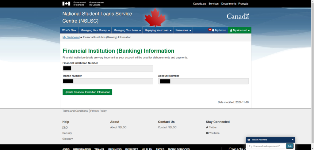 Update Financial Institution Information - Awards and Financial Aid