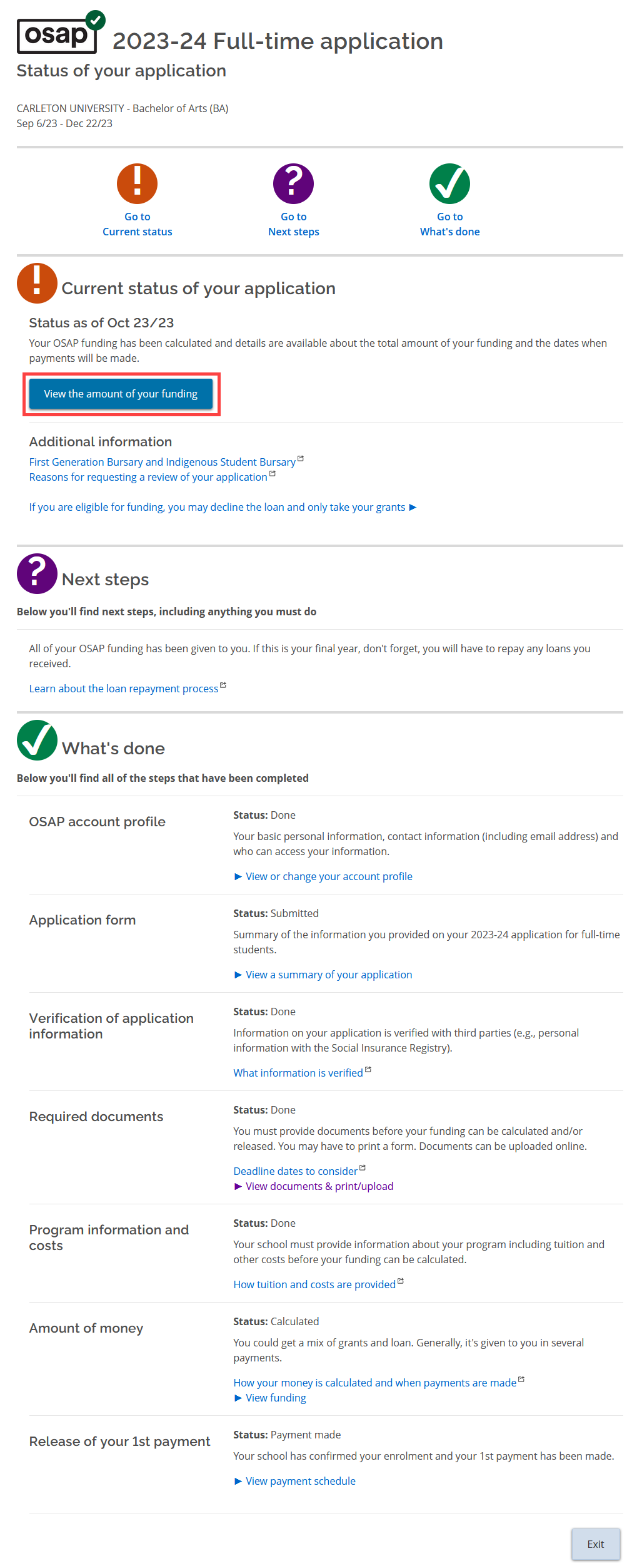 How to check the status of your OSAP application - Awards and Financial Aid