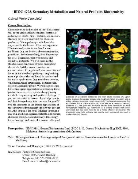 BIOC 4203, Secondary Metabolism & Natural Products Biochemistry ...