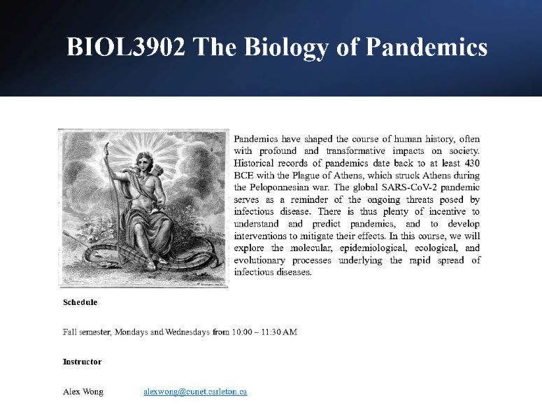 BIOL3902 - The Biology of Pandemics - Department of Biology