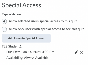 Special Access in Quizzes (Quiz Overrides) - Instructor Support