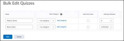 Editing Quiz Settings - Instructor Support