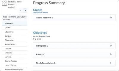 Viewing Class Progress - Instructor Support
