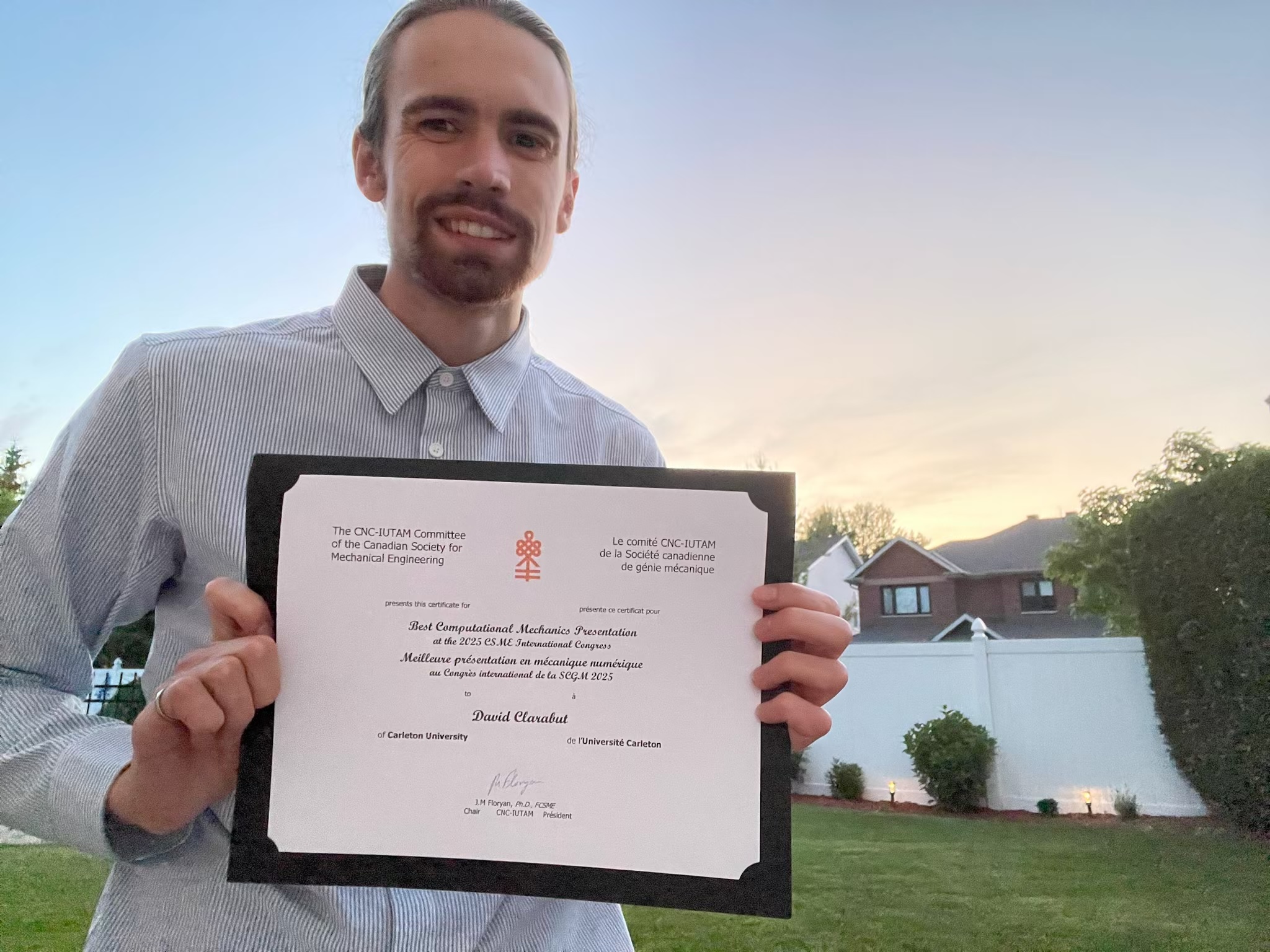 David Clarabut Wins Best Presentation in Computational Mechanics at ...