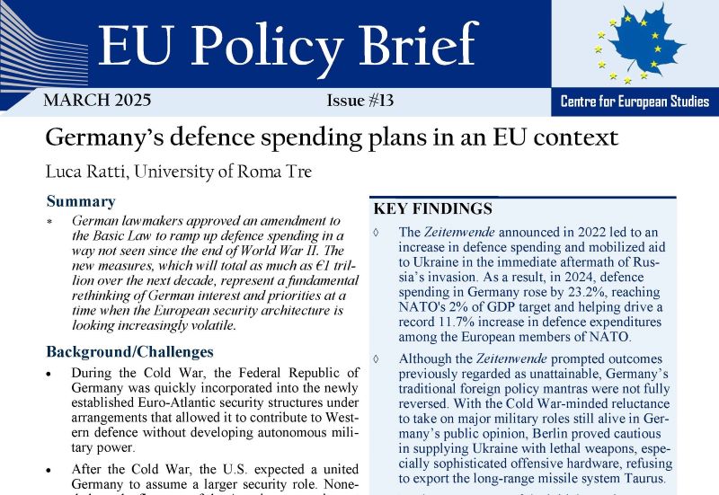 New EU Policy Brief discusses Germany's defence spending plans - Centre ...