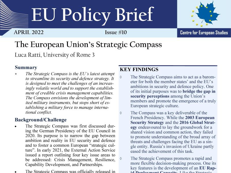 New EU Policy Brief: Luca Ratti on the EU Strategic Compass - Centre ...