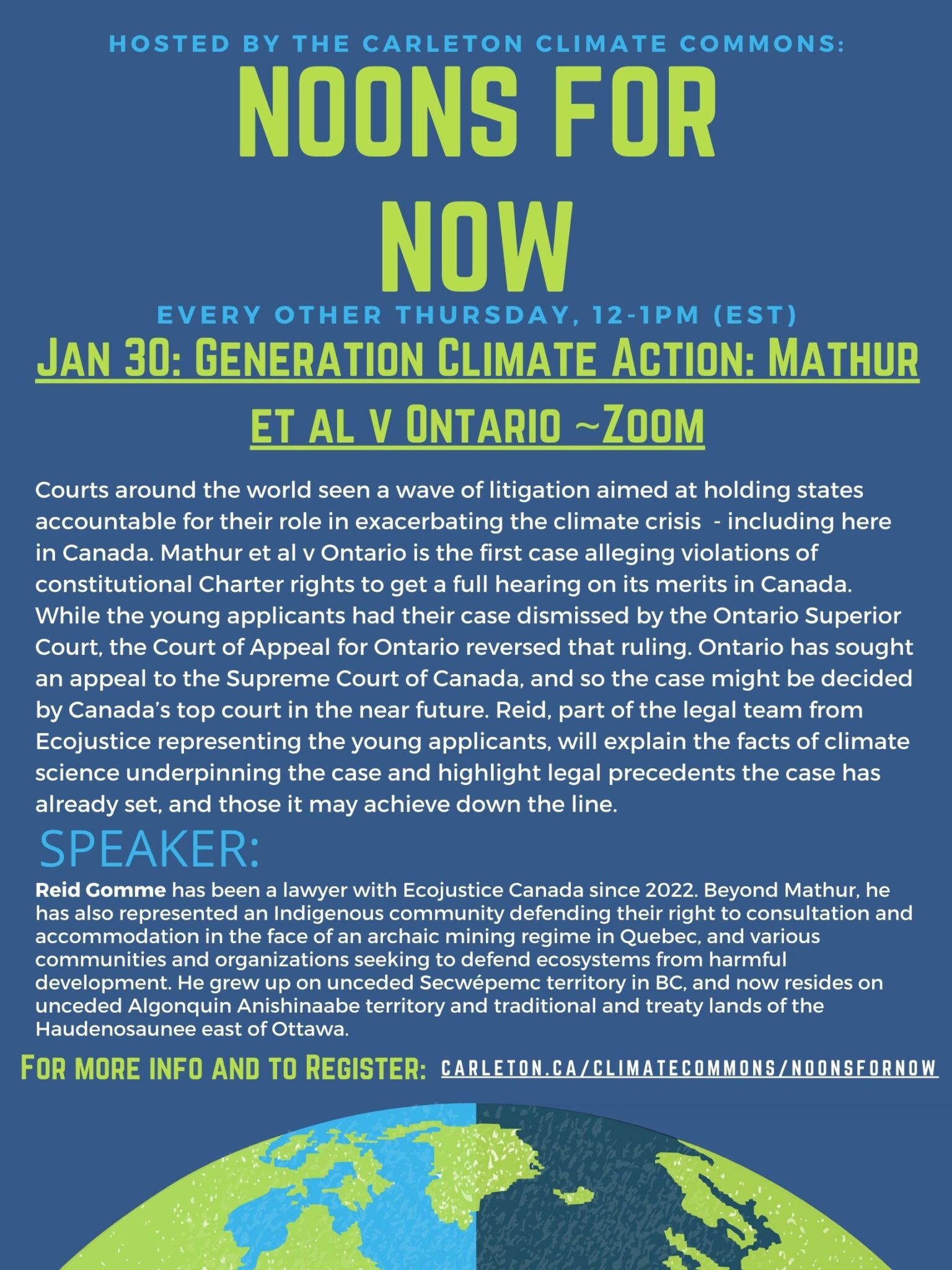 January 30: Generation Climate Action: Mathur et al V. Ontario ...