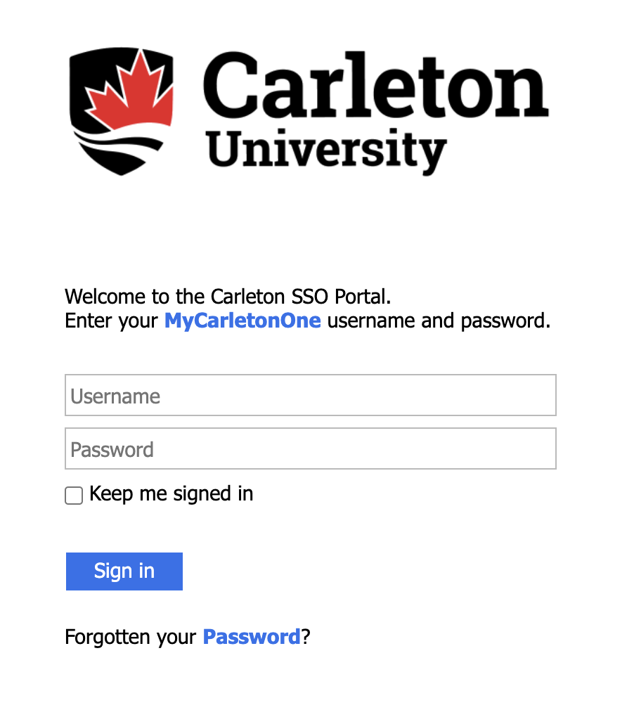 Logging In - Carleton CMS Help Centre