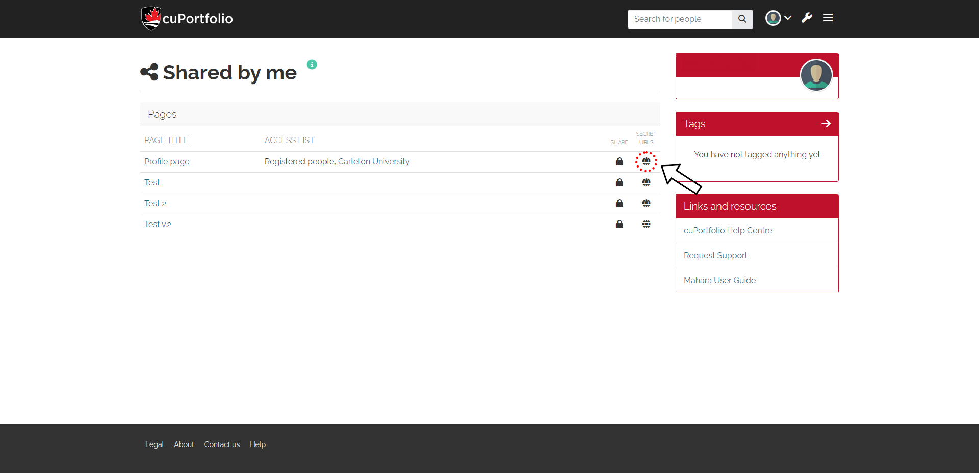 Creating a Public Link - cuPortfolio Support