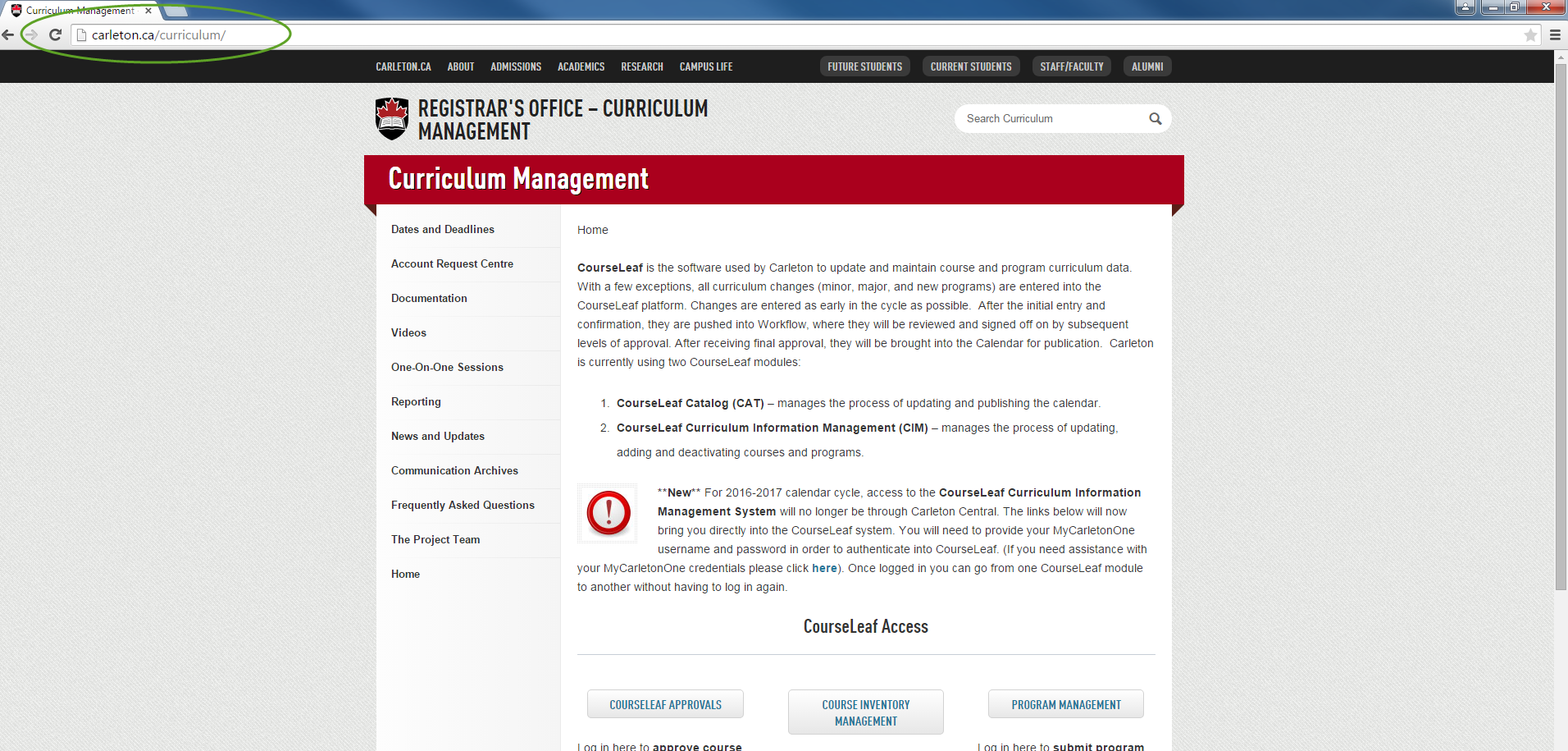 Section A: How to Access CourseLeaf - Registrar's Office – Curriculum ...