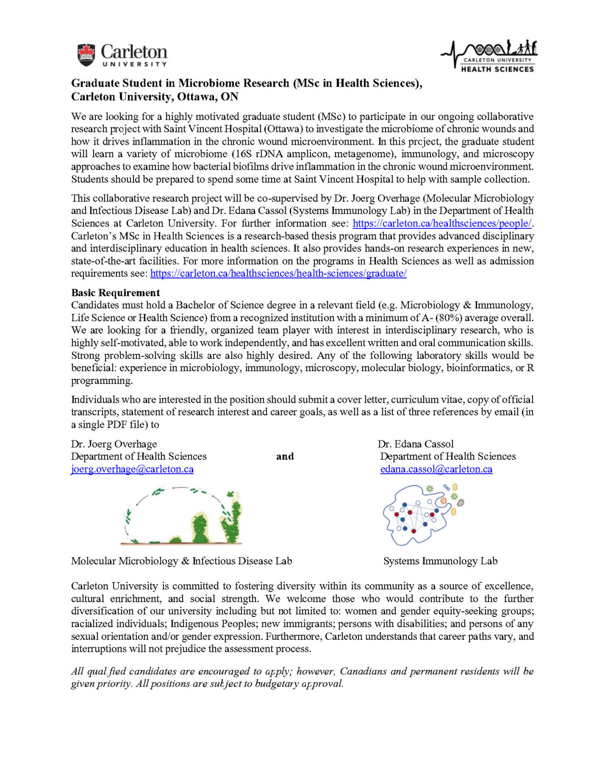 Seeking Graduate Student in Microbiome Research (MSc in Health Sciences ...