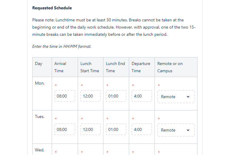 Flexible Arrangements Request Form Guide - Human Resources