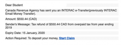 Phishing Email/Scam – “INTERAC e-Transfer is waiting for the student ...