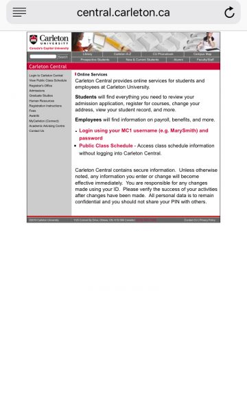 Design Change Coming to Carleton Central Login Page - Information ...