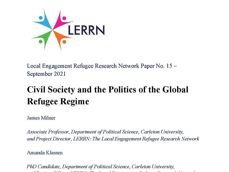Civil Society and the Politics of the Global Refugee Regime - LERRN ...