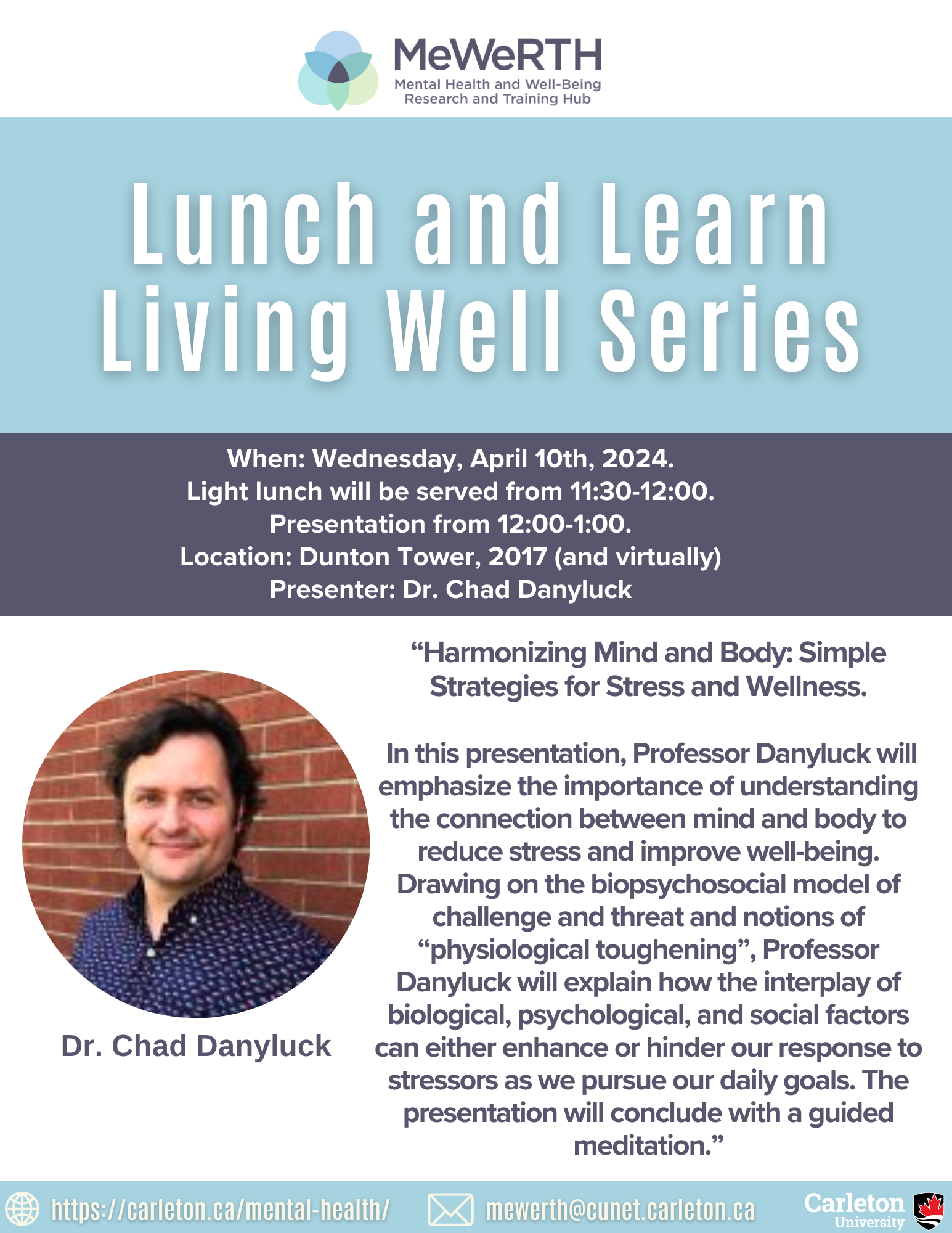 Lunch and Learn Living Well Series - Dr. Chad Danyluck - Mental Health ...