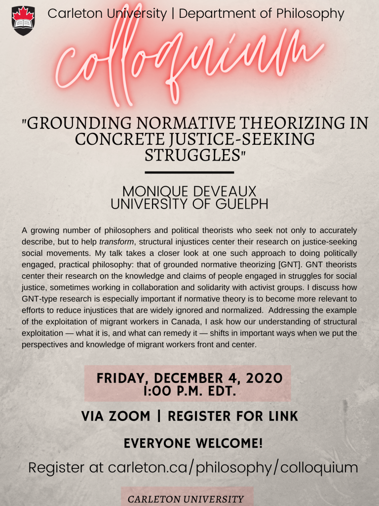 Colloquium: Monique Deveaux - Events - Philosophy