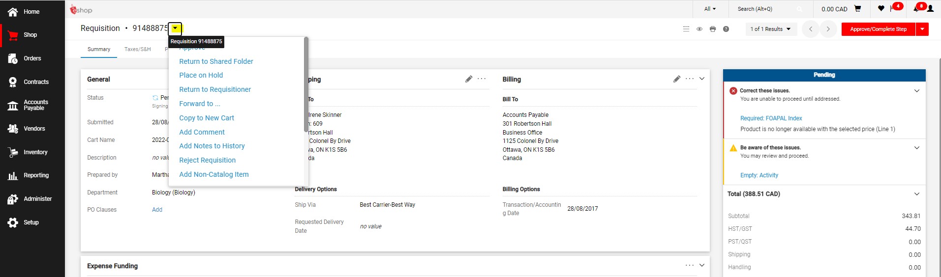eShop Upgrade Coming November 7th - Procurement Services
