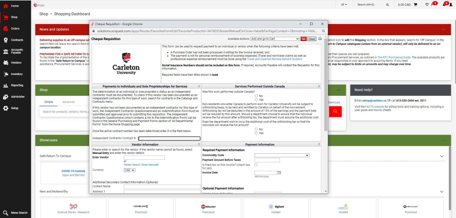 eShop Upgrade Coming November 7th - Procurement Services