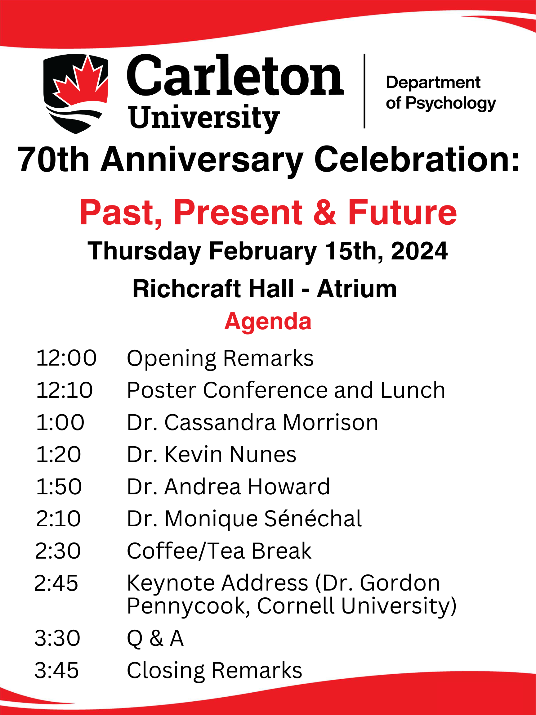 70th Anniversary Celebration: Past, Present & Future - Events - Psychology