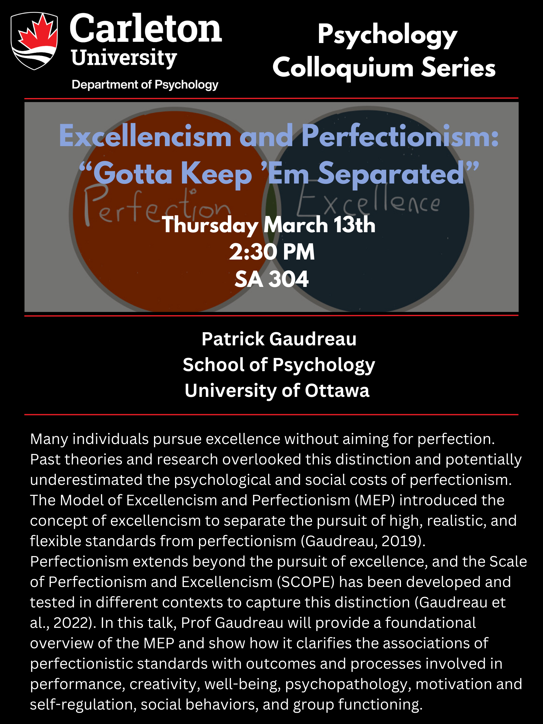 Psychology Colloquium Series - Dr. Patrick Gaudreau - Events - Psychology