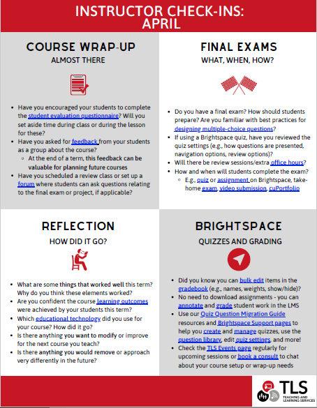 Instructor Check-in: April - Teaching and Learning Services