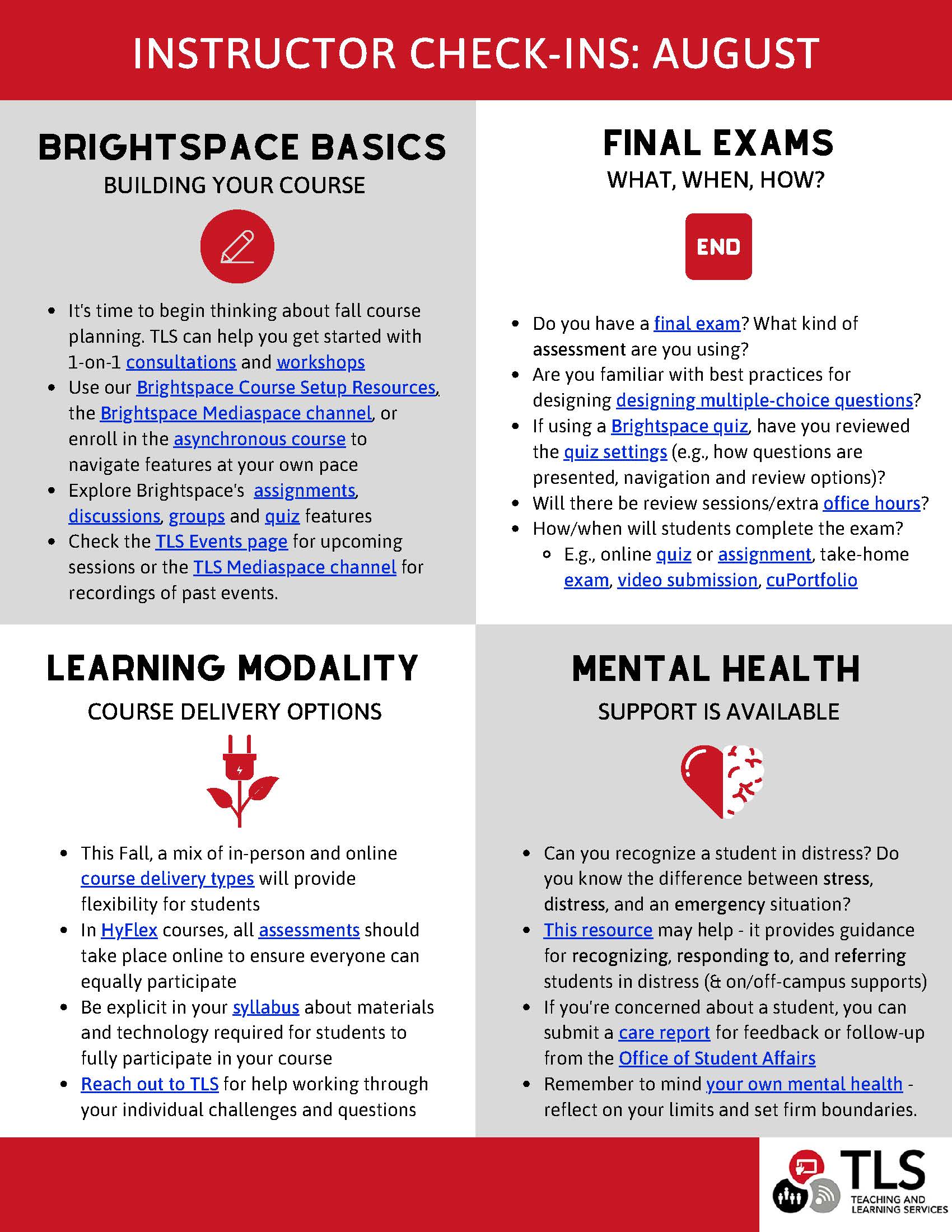 Instructor Check-in: August - Teaching and Learning Services