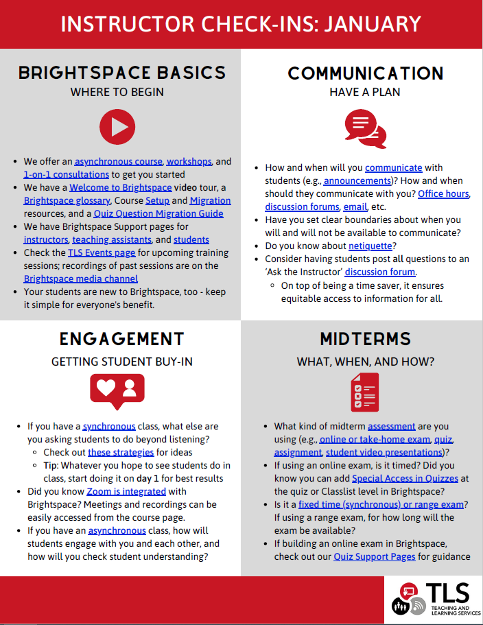 Instructor Check-in: January - Teaching and Learning Services