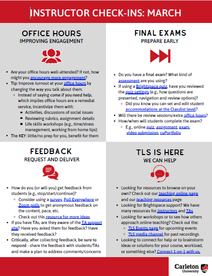 Instructor Check-in: March - Teaching and Learning Services